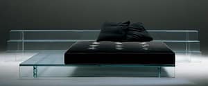 Modern Bed with Glass Frame by Santambrogio Milano